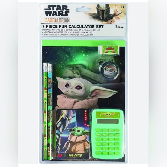 Disney | Toys | Star Wars Baby Yoda 7 Piece Calculator Set Ages 3 And ...